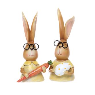 dio Only for You 2er Set Hase mit Brille | Hasen Büste Möhre Ei Osterhase Osterdeko | 14,5x7,5 cm