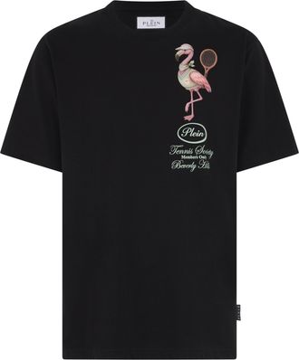 Philipp Plein Round Neck T-Shirt Flamingo Tennis Society