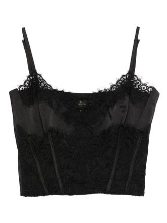 Babylone Paris haut crop bordé de dentelle - Noir