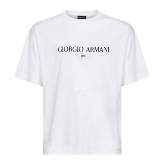 Giorgio Armani Homme, Tops, Blanc, Taille: S T-shirt &agrave; col rond