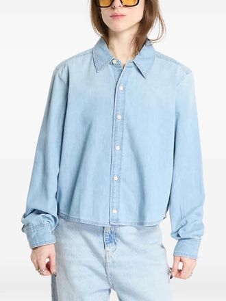 Calvin Klein Cropped-Hemd mit langen &Auml;rmeln - Blau