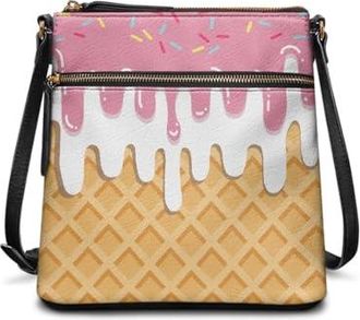 Coloranimal Sac &agrave; bandouli&egrave;re l&eacute;ger en cuir synth&eacute;tique avec fermeture &eacute;clair pour femme, Glace