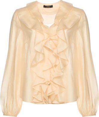 Twinset Femme, Blouses et Chemises, Beige, Taille: 38 FR Ruffled Collar Shirt