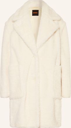 HUGO BOSS Teddyfell-Mantel Catedy weiss