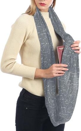 Generico Generico &Eacute;charpe avec poches, ch&acirc;le respirant avec poche &agrave; fermeture &eacute;clair - ch&acirc;le dhiver femme - pour homme et femme, id&eacute;al pour les voyages en plei