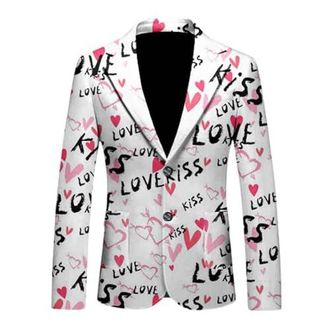 Generic Veste de costume d&eacute;contract&eacute;e pour homme pour la Saint-Valentin 2026, rose vif, 3XL