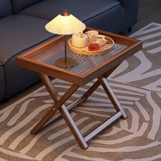 Generic Tv-Tabletts, Beistelltische F&uuml;Rs Wohnzimmer, Esstisch for Den Fernseher Mit Acrylplatte, Klappbar, Mit Erh&ouml;Htem Platz for Schreibtischlampe, Obst Und 