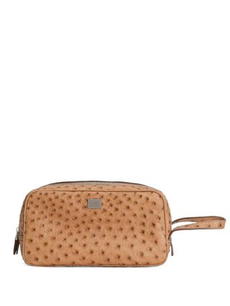 Dolce & Gabbana ostrich-skin clutch bag - Braun
