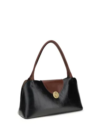 Versace Womens Vivian Medium Shoulder Bag Black+rosewood-Gold 82 Calf Leather Bos Taurus 82