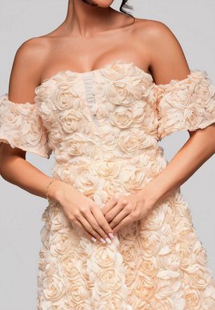 Ombre Abendkleid Schulterfreies mit 3D-Blumenoptik