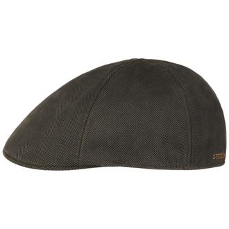 Stetson Herringbone Duck Flatcap Schirmm&uuml;tze Schieberm&uuml;tze Herren - mit Schirm, Futter Herbst-Winter - XL (60-61 cm) braun-oliv