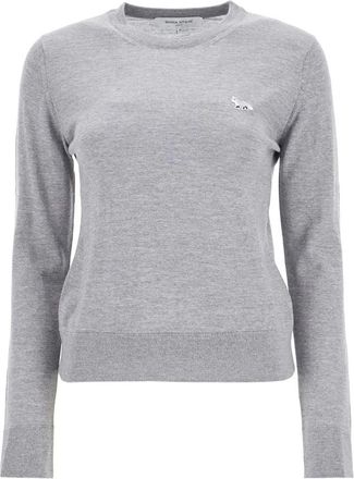 Maison Kitsun&eacute; Femme, Pulls, Gris, Taille: 40 FR Tricot avec Broderie Baby Fox