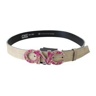 Costume National Femme, Accessoires, Beige, Taille: 80 CM Ceinture de Mode en Cuir Beige avec D&eacute;tail du Logo