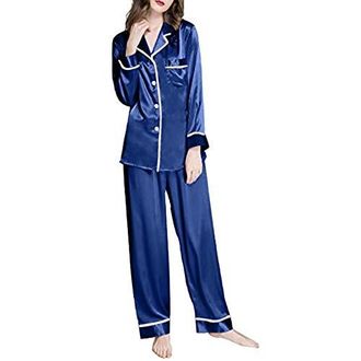 Generic Pyjama en satin pour femme grande taille - Joli v&ecirc;tement dhiver baggy en flanelle super confortable avec poches, v&ecirc;tements d&eacute;contract&eacute;s pour lint&eacute;rieu