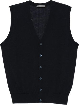 Corneliani Pull sans manches &agrave; col en V et fermeture boutonn&eacute;e - Homme - Pulls - Bleu - Taille: XL