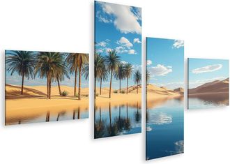 Islandburner Bild auf Leinwand Oase in der Wüste mit Palmen und Spiegelung Bilder Wandbilder Poster