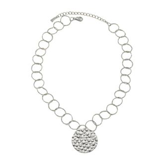 Dansk Copenhagen Vilja Waterproof Silver Stainless Steel Short Statement Necklace - Hammered/Polished Finish - Femme - Accessoires - Gris - Taille: ONE Size