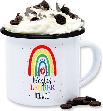 Shirtracer Emaille Tasse Blechtasse - Abschiedsgeschenk Bester Lehrer der Welt Geschenke zum Abschied coole Lehrkraft I - 300 ml - Weiß Schwarz - teacher für leh