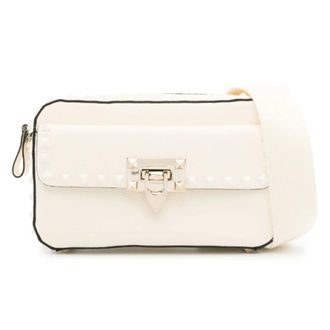 Valentino Gek&ouml;rnte Leder-Crossbody-Tasche mit Rockstud-Verzierung - - Bags - Damen - Wei&szlig; - ONE SIZE