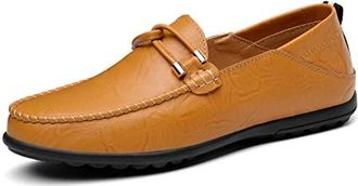 Generic Mocassins for Hommes en Cuir véritable, Bout Rond, détails de Couture, légers, Talon Plat, Flexibles, Classiques, à Enfiler(Or,39 EU)