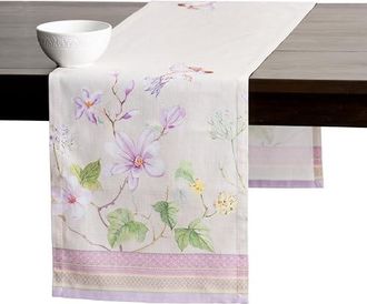 Maison d'Hermine Maison dHermione Chemin de table 100 % coton - 50 cm x 150 cm - Lavable - D&eacute;coratif - Lavable - Pour repas, buffet, buffet et mariage - Magnolia Morni