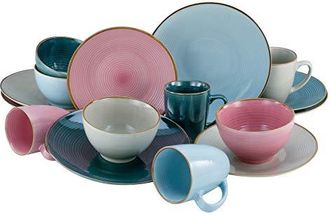 CREATABLE CreaTable, 22506, Serie COSY DAY, 16-teiliges Geschirrset für 4 Personen, Kombiservice aus Steinzeug, spülmaschinen- und mikrowellengeeignet, Qualität