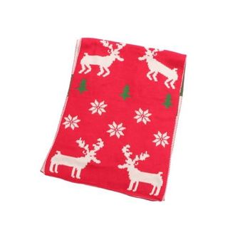 Kesyoo &Eacute;charpe en tricot rouge pour femme et homme &Eacute;charpe de No&euml;l imprim&eacute;e ch&acirc;le en fibres acryliques Convient comme cadeau de No&euml;l dhiver