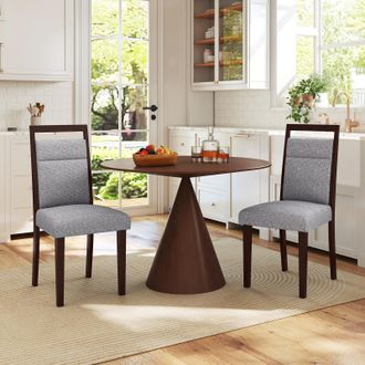 Giantex Esszimmerst&uuml;hle 2er Set, K&uuml;chenst&uuml;hle Holz, Essst&uuml;hle Gepolstert, Esstisch St&uuml;hle mit R&uuml;ckenlehne, Polsterst&uuml;hle Holzst&uuml;hle 150 kg Belastbar, St&uuml;hle E