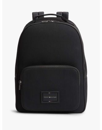 Tommy Hilfiger Abgerundeter Rucksack in Schwarz mit Logo-Aufn&auml;her