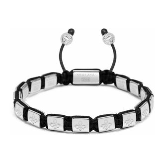 Nialaya Homme, Accessoires, Gris, Taille: 2XL Mens Mini Flatbead Bracelet in Sterling Silver