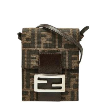 Fendi Sac bandouli&egrave;re en toile Zucca cuir Pre-owned - Femme - Pre-owned - Brun - Taille: ONE Size