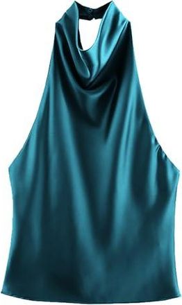 Generic Haut en satin &eacute;l&eacute;gant pour femme - Grandes tailles - Col en V - Coupe ample - Respirant - L&eacute;ger - D&eacute;bardeur ample - Sans manches - Camisole - T-shirt 