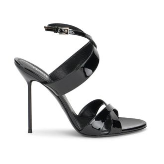 PARIS TEXAS Sandalen mit Kn&ouml;chelriemen und Stilettoabsatz aus Lackleder - - Shoes - Damen - Schwarzk - 37 EU