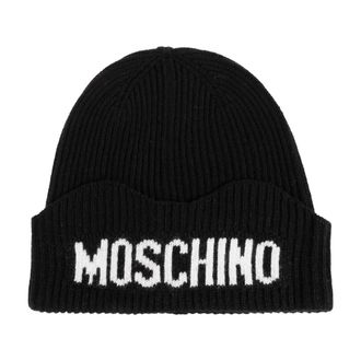 Moschino M&uuml;tze aus Wollmischung mit Logo - - Accessories - unisex - Schwarzk - ONE SIZE