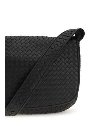 Bottega Veneta Mens Shoulder Bag Veneto Black-Silver Calf Leather Black/silver