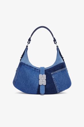 Ganni Kleine Kat-Tasche aus Denim in Blau