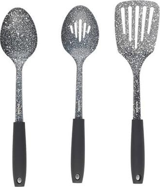 Salter Salter BW08044 Megastone-K&uuml;chenhelfer-Set aus Saucenl&ouml;ffel, Schauml&ouml;ffel & Pfannenwender mit Schlitzen, Edelstahl, Der Ergonomische Soft Touch-Griff I