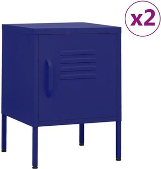 vidaXL Nachttische 2 Stk. Marineblau 35x35x51 cm Stahl - Vidaxl