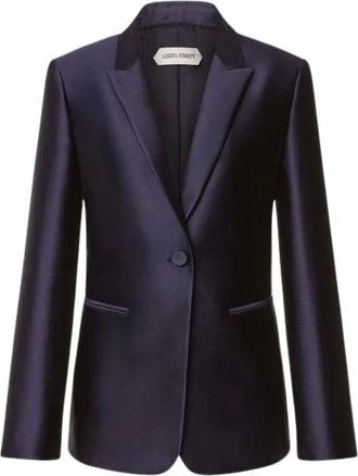 Alberta Ferretti Femme, Vestes, Bleu, Taille: 44 FR Mikado Evening Jacket