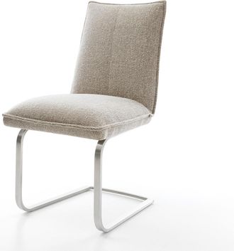 DELIFE Freischwinger Lelio-Flex Webstoff Soft Beige Freischwinger flach Edelstahl Taschenfederkern, Esszimmerst&uuml;hle