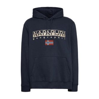 Napapijri Blaue Kapuzenpullover mit langen &Auml;rmeln aus Baumwolle - - Sweatshirts & Hoodies - Herren - Blau - L