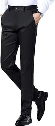 Generic Pantalon de costume l&eacute;ger et droit pour homme - Pantalon moderne daffaires d&eacute;contract&eacute; pour homme - Pantalon de travail respirant, Noir, 46