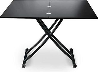 Menzzo Carrera Couchtisch, aufklappbar, Holz/Edelstahl, 57/100 x 100/114,2 x 39/76,3 cm