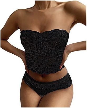 Generic Ensemble sous Vetement Femme Ensemble Lingerie Confortable Classique Bralette Sport Fran&ccedil;aise - Bonnet Triangulaire, Bretelles Fines, Acier L&eacute;ger