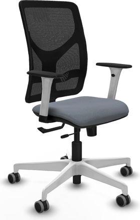 Piqueras y Crespo Drehstuhl in Grau, mit wei&szlig;en und schwarzen Armlehnen, h&ouml;henverstellbare Lendenwirbelst&uuml;tze, ausgestattet mit Syncro/Traslack und Schneideschaum, Schw