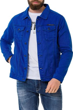 Cipo & Baxx Herren Jeansjacke CJ289 Saxblau - Denimjacke im Casual Streetwear Stil mit Kn&ouml;pfen & Brusttaschen - &Uuml;bergangsjacke f&uuml;r Alltag & Freizeit - CJ289 Saxbl