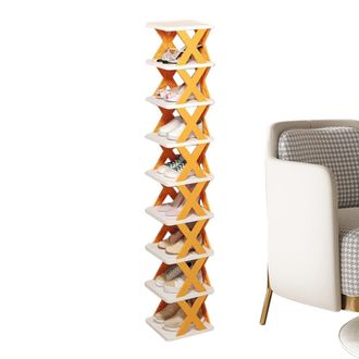 Generic Schmale, hohe Schuhablage - faltbares Schuhrgal, vertikales Schuhregl, platzsparender Kleiderschrank-Organizer, multifunktionaler Schuhst&auml;nder f&uuml;r kle