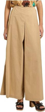 Manila Grace Femme, Pantalons, Beige, Taille: 40 FR Pantalon Large avec Boutons Lat&eacute;raux