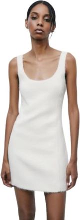 Patrizia Pepe Femme, Robes, Blanc, Taille: 38 FR Wool Blend Soft Mini Dress