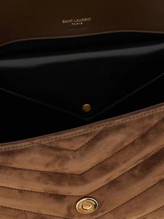 Saint Laurent Mittelgro&szlig;e Lou Schultertasche mit Matelass&eacute;-Steppung - Braun